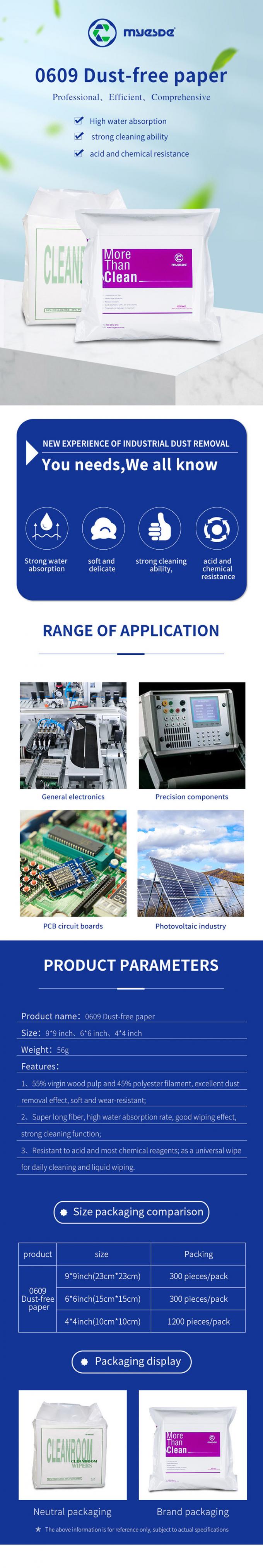 6x6 Inch Flat Sheet Class 100 Cleanroom Wipes 0609 Polycell Wiper Cleanroom