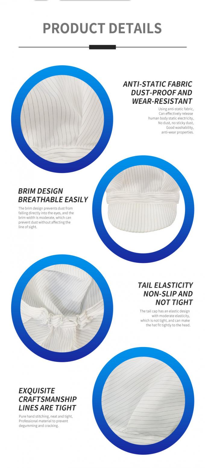 Cleanroom Cap ESD Hat Blue Dust Free Anti-static cap For Cleanroom Work ...